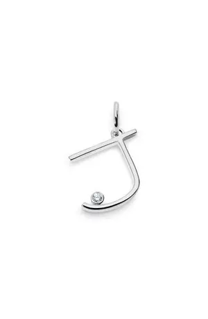 Monica Vinader Lab Grown Diamond Initial Pendant - Sterling Silver J