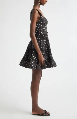 Zimmermann Kindred Spirit Pleated Draped Minidress - Black Dot