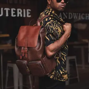 MARC NOLAN Soho Backpack - Woven Cognac