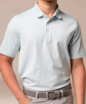 ASHWORTH GOLF 2bar Stripe Polo - Seafoam/white
