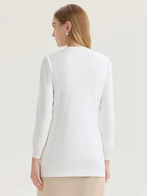 Misook Beaded Trim Flat Knit Cardigan