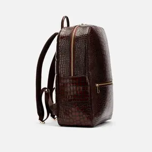 MARC NOLAN Fulton Croc-embossed Calfskin Leather Backpack - Brown Crocskin