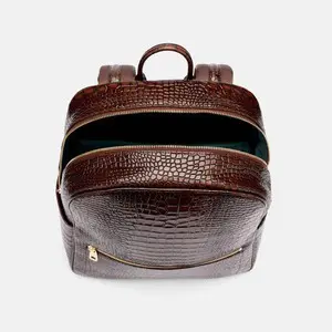 MARC NOLAN Fulton Croc-embossed Calfskin Leather Backpack - Brown Crocskin