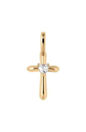 MADE BY MARY Cz Heart Cross Charm - Gold