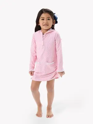 RUFFLEBUTTS Sun Protective Ruched Quarter-zip Cover-up