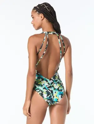 Vince Camuto Printed V-neck One-piece Swimsuit