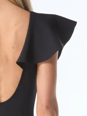 Vince Camuto Ruffle Shoulder One-piece Swimsuit - Black