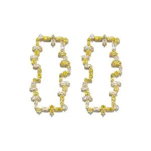 NICKHO REY Miami Baguette Crystal Drop Earrings - Yellow/gold