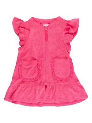 RUFFLEBUTTS Terry Butterfly Sleeve Full Zip Cover-up - Hot Pink