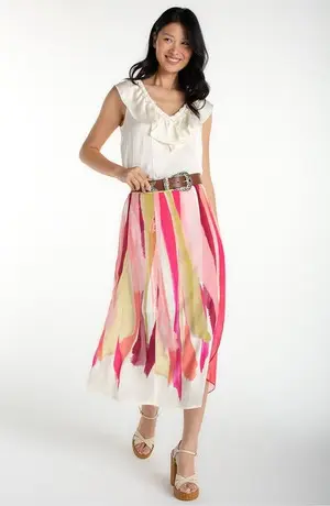 LIVERPOOL Printed Pull-on Maxi Skirt - Pink Multi