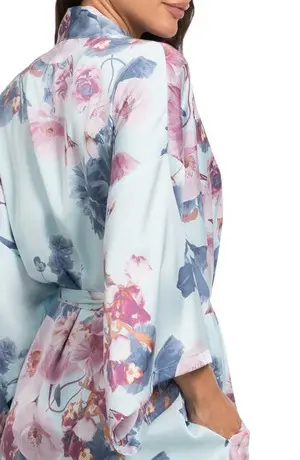 MIDNIGHT BAKERY Floral Satin Wrap Robe