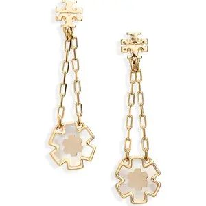 Tory Burch Forget Me Not Drop Earrings - Tory Gold/mother Of Pearl