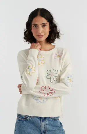 Chinti & Parker Wool-cashmere Garden Floral Sweater - Cream