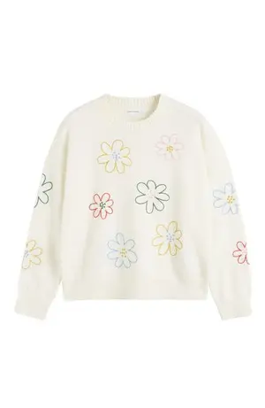 Chinti & Parker Wool-cashmere Garden Floral Sweater - Cream