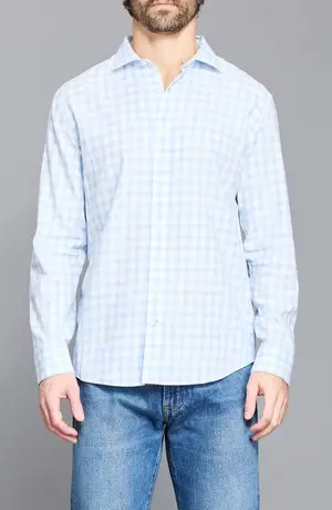 Billy Reid Hutcheson Plaid Button-up Sport Shirt - Light Blue/white