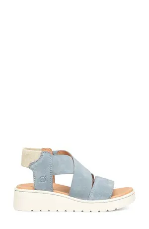 BØRN Kirby Wedge Sandal - Light Blue Suede