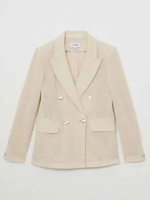 REISS Fiore Open-weave Double-breasted Blazer