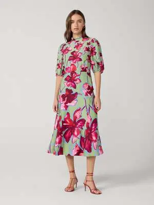 Women's Carnation Pattern Midi Dress