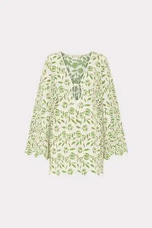MILLY Green Leaf Lace Cover-up - Green/white