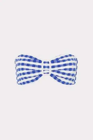 MILLY Margot Jacquard Cottage Bandeau Top - Blue/white