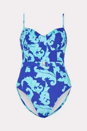 MILLY Canopee Belted One Piece - Blue