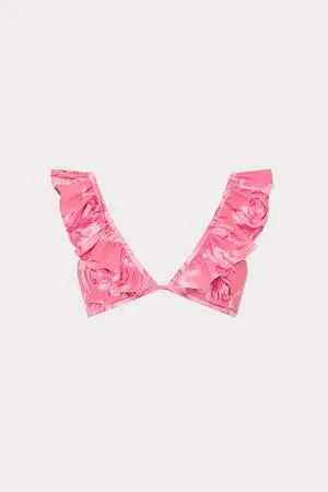 MILLY Canopee Ruffle Bikini Top - Pink