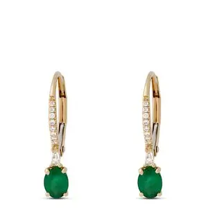 Benbridge Oval Emerald And Diamond Drop Earrings - Green