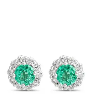 Benbridge Emerald And Diamond Halo Stud Earrings - Green