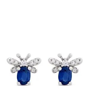 Benbridge Oval Sapphire Bee Stud Earrings - Wg