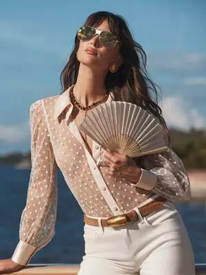 L'Agence Sophie Long-sleeved Blouse Top - Ecru