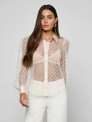 L'Agence Sophie Long-sleeved Blouse Top - Ecru