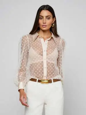 L'Agence Sophie Long-sleeved Blouse Top - Ecru