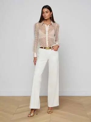 L'Agence Sophie Long-sleeved Blouse Top - Ecru