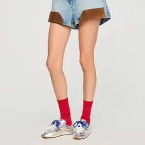 Sandro Metallic Crinkled Effect Low-top Sneakers With Contrasting Wave Detail