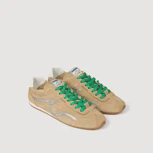 Sandro Light Wave Suede Sneakers - Beige