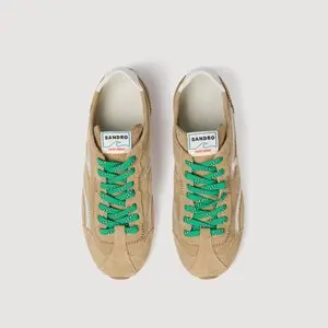 Sandro Light Wave Suede Sneakers - Beige