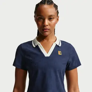 Nike Court Collection Dri-fit Cropped Tennis Polo - Blue