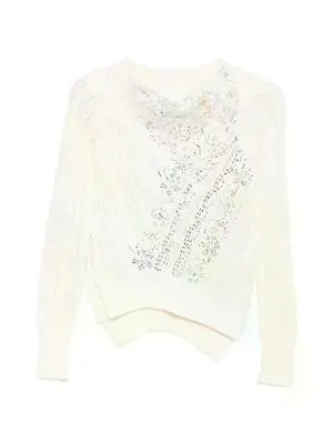 Ermanno Scervino Lace-detail Knit Sweater - Neutrals