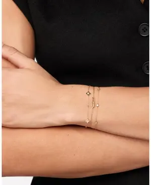 ANA LUISA Flower Station Bracelet - Gold/diamond