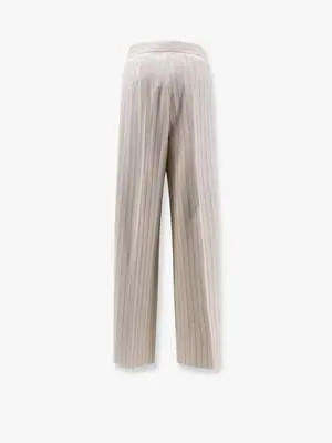 Max Mara Wide Leg Pinstripe Cotton Trousers - White