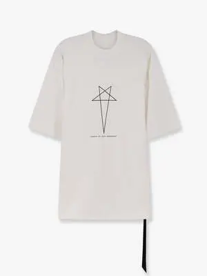 Rick Owens Cotton Tshirt With Logo On The Front - White