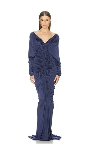 Atlein V Neck Ruched Gown