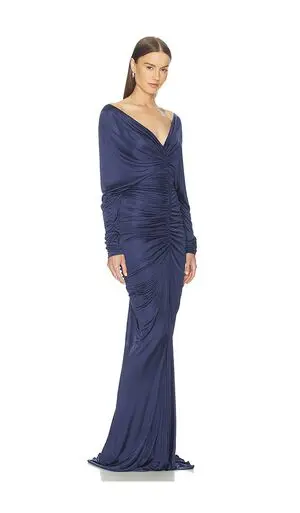 Atlein V Neck Ruched Gown