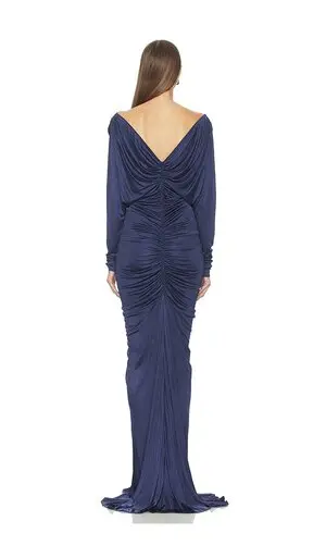 Atlein V Neck Ruched Gown