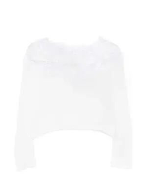 Ermanno Scervino Lace-trimmed V-neck Sweater - White