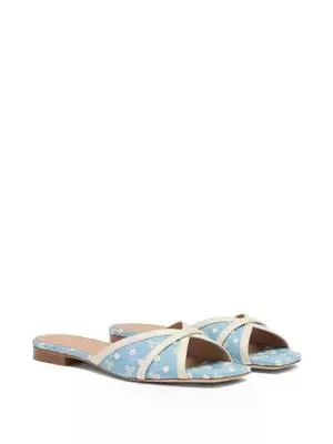 MALONE SOULIERS Perla Floral-print Sandals - Blue