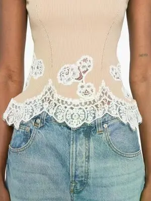 Ermanno Scervino Lace Detail Ribbed Vest