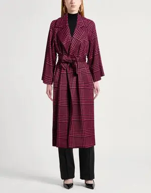 Liviana Conti Houndstooth Flannel Belted Coat