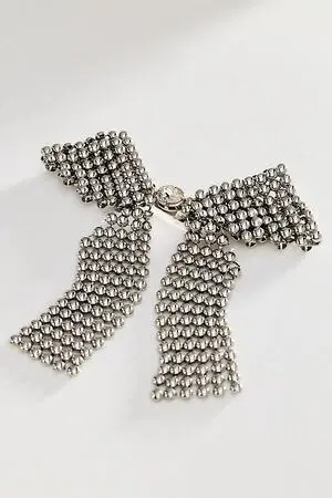 Anthropologie Studded Bow Brooch - Silver