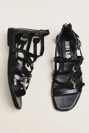 BIBI LOU Gladiator Buckle Sandals - Black